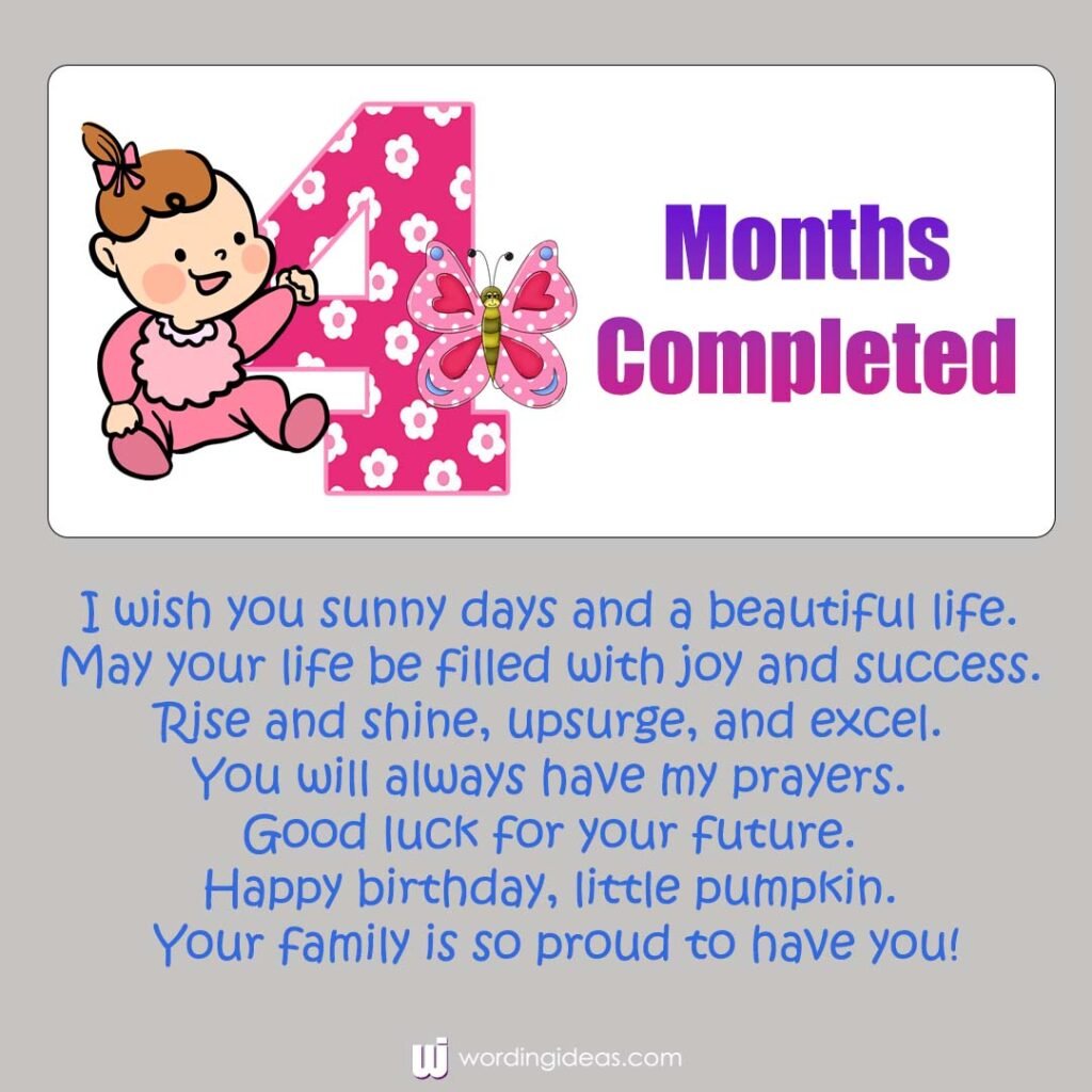 4th Month Birthday Wishes For Baby Girl » Wording Ideas